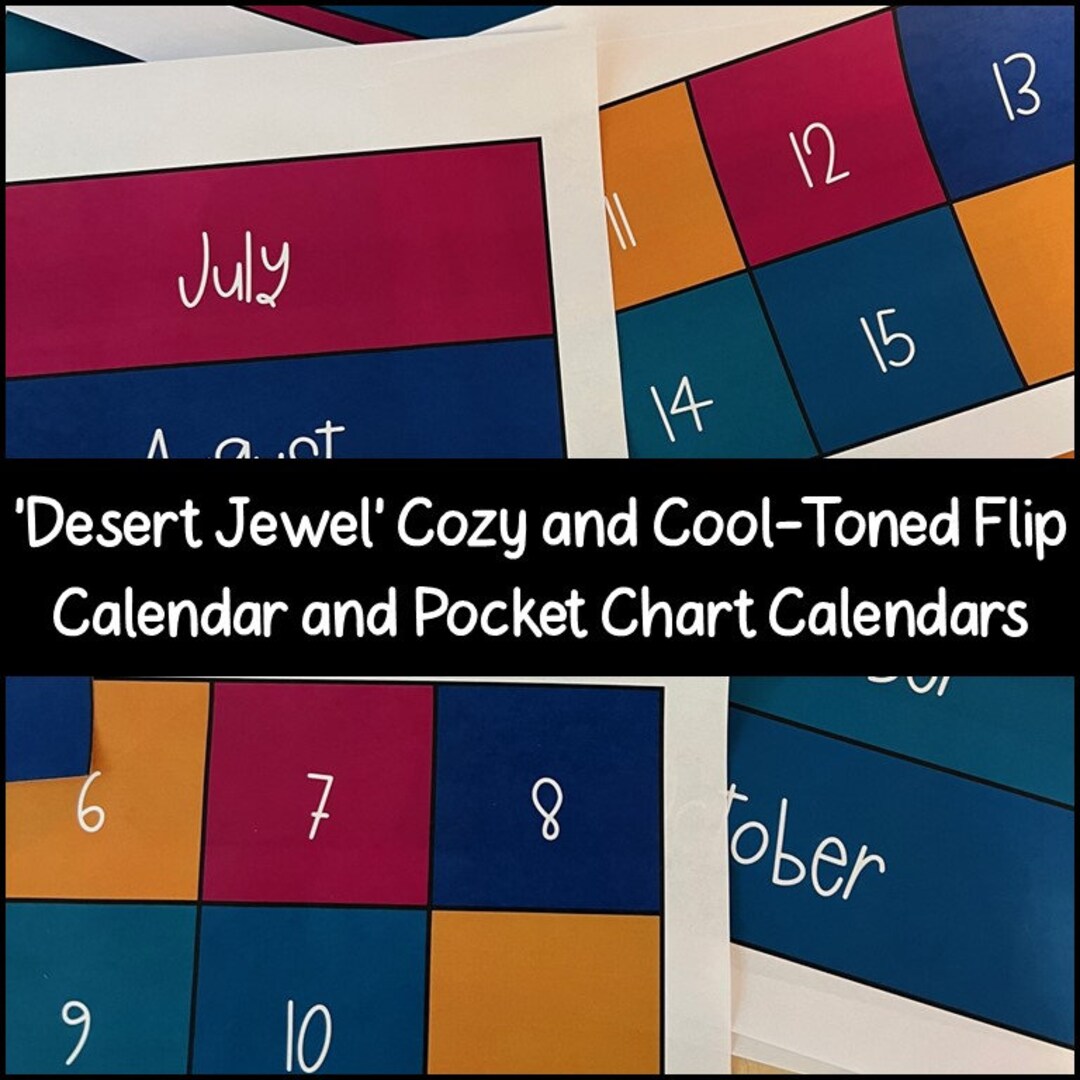 Jewel Toned Flip and Pocket Chart Calendar Set - Etsy