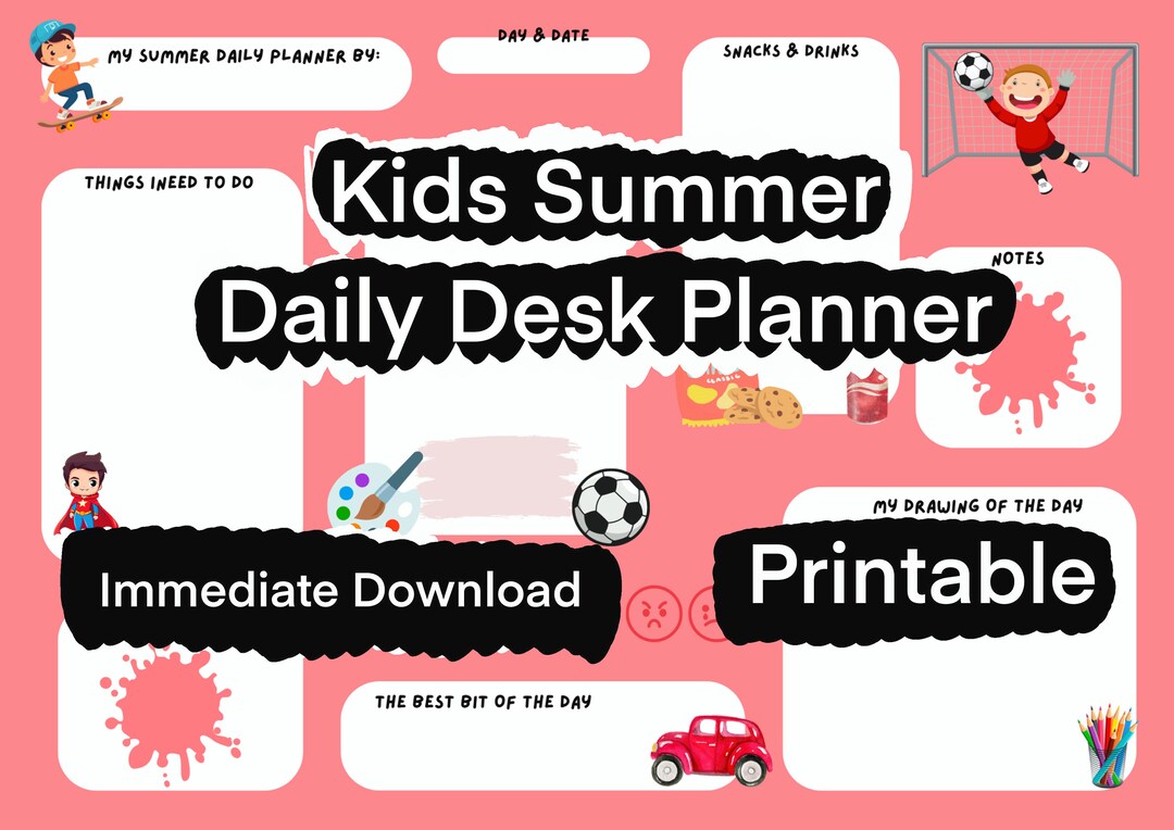 Kids Summer Planner, Digital Download, Printable Kids Planner, Kids ...
