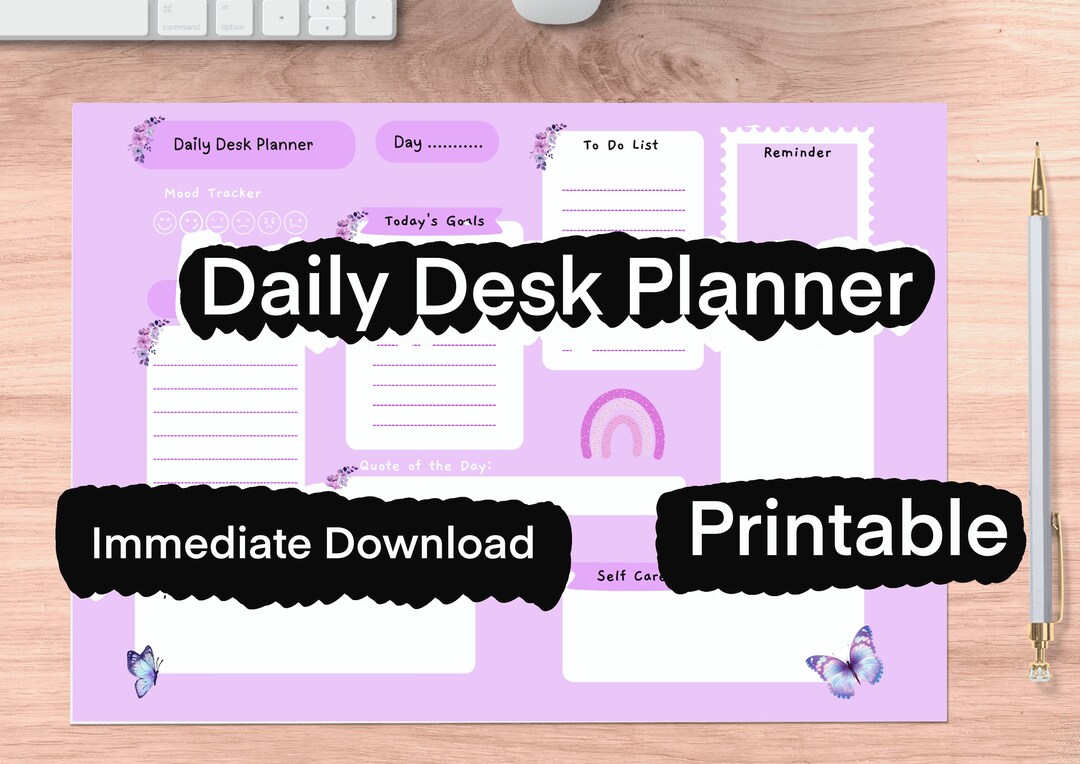 Daily Desk Planner, Digital Download Desk Planner, Cute Desk Planner ...