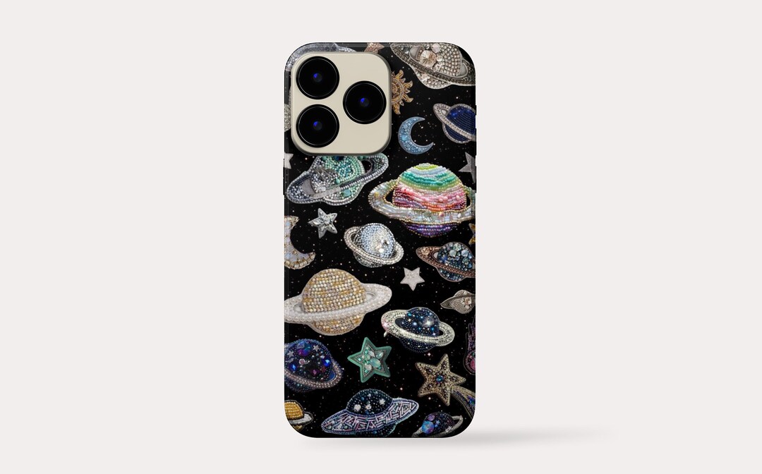 Planets & Stars Beaded Phone Case: Space Collage Tough Cover - Etsy