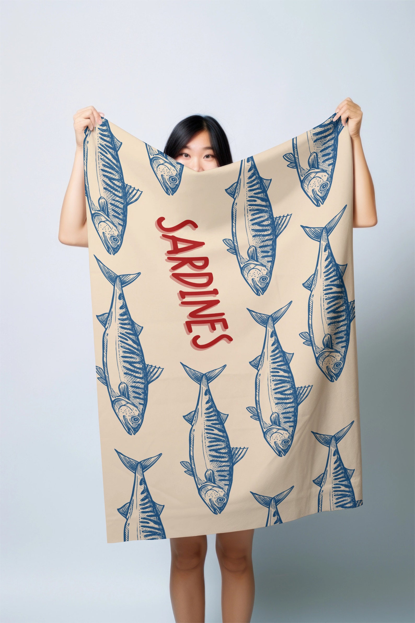 Tin Fish Beach Towel, Sardine Fish Tin Can, Salty Fish Towel, Gift for ...