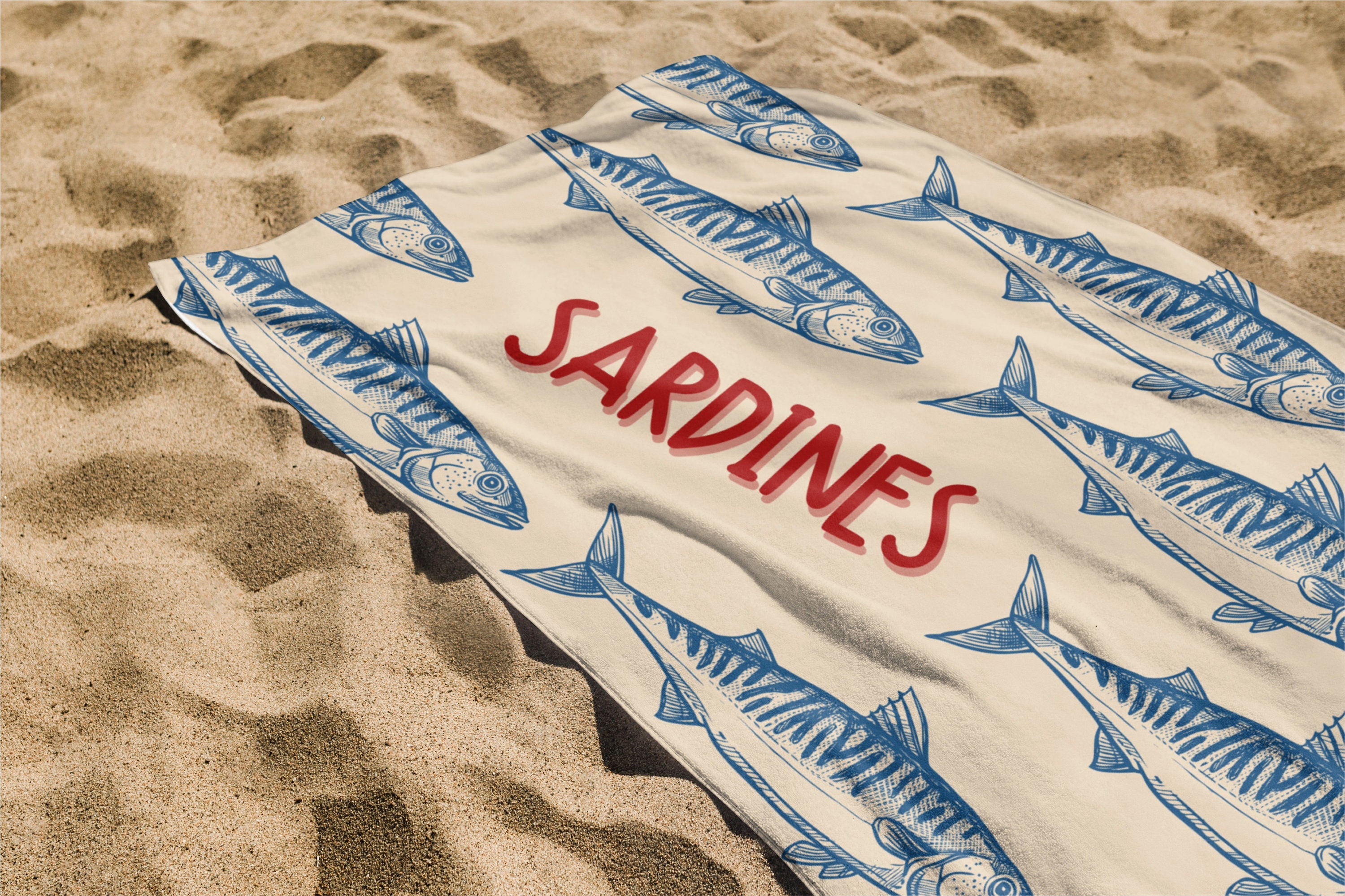 Tin Fish Beach Towel, Sardine Fish Tin Can, Salty Fish Towel, Gift for ...