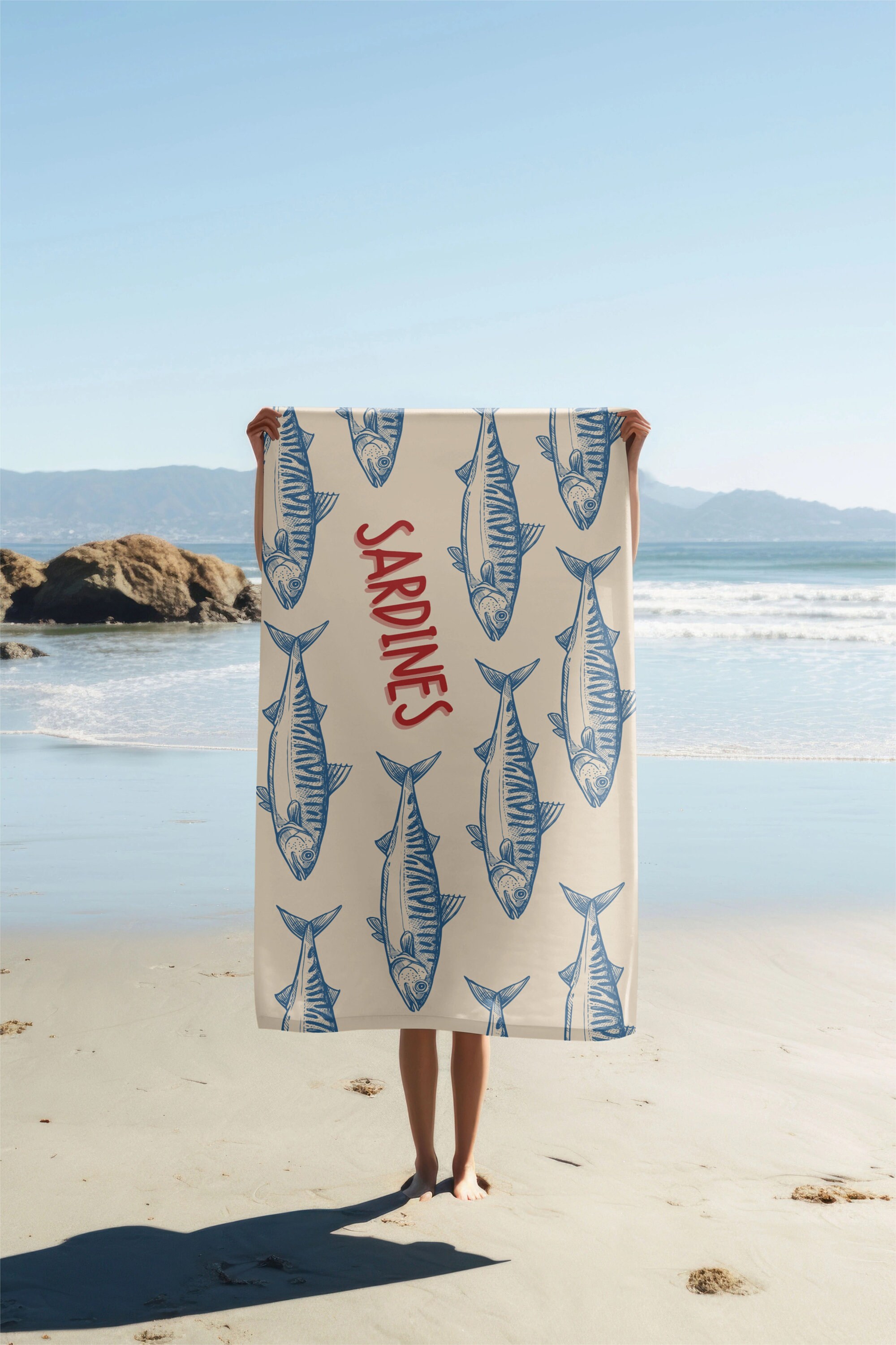 Tin Fish Beach Towel, Sardine Fish Tin Can, Salty Fish Towel, Gift for ...