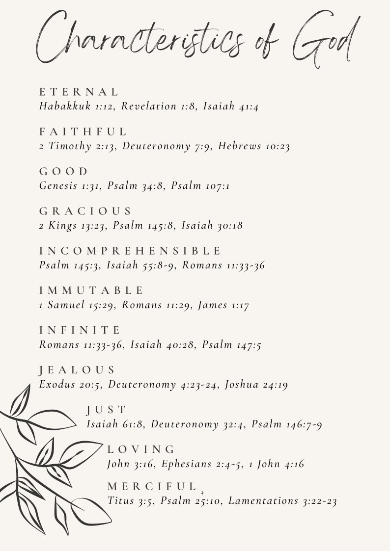 Bible Study Printable//characteristics of God Bible Study//bible Study ...