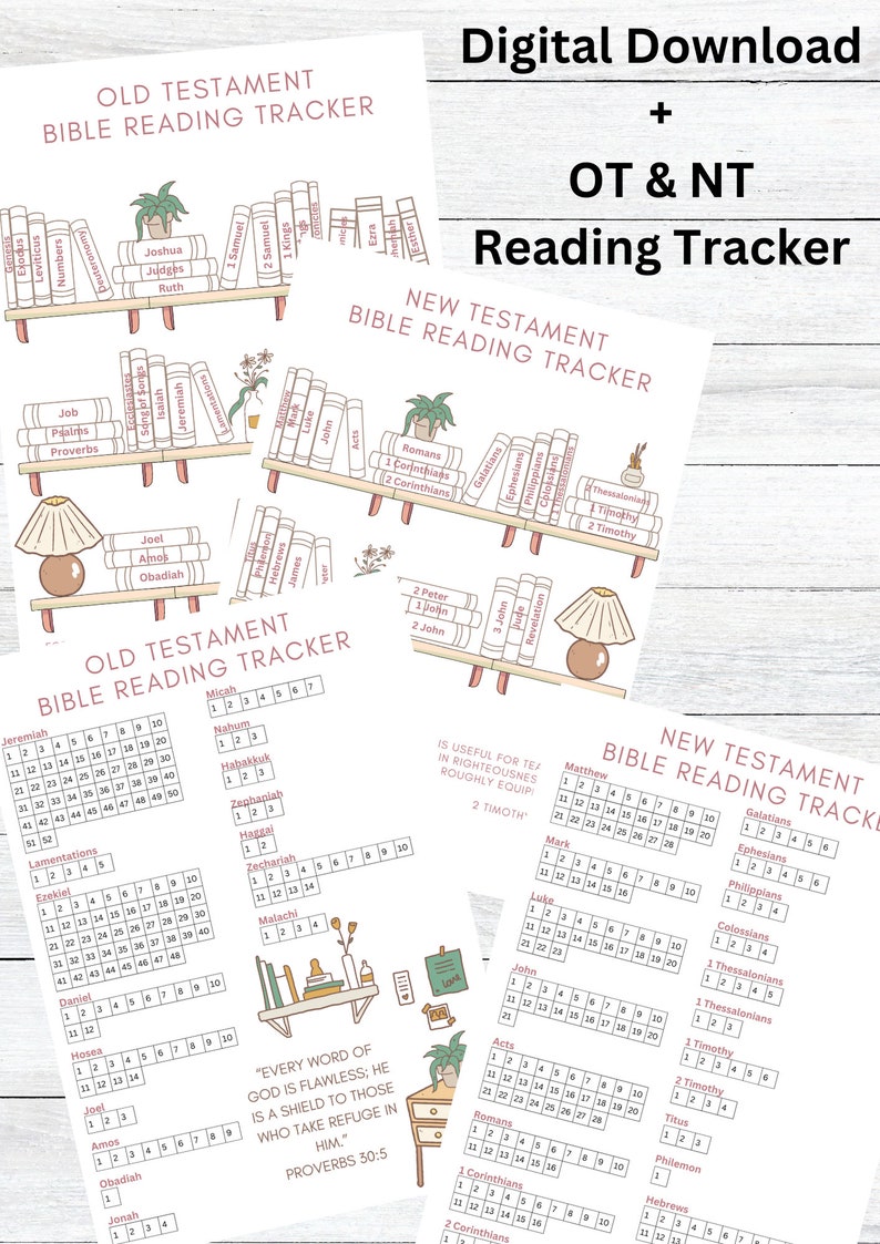 Bible Reading Tracker: Old & New Testament Checklist (digital Download ...