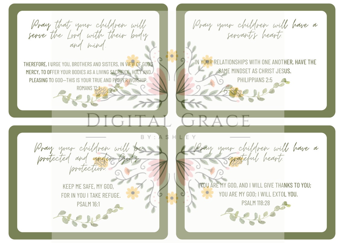 Printable Scripture Cards//praying for Your Children Cards//bible Verse ...