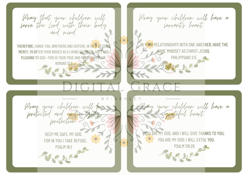 Printable Scripture Cards//praying for Your Children Cards//bible Verse ...