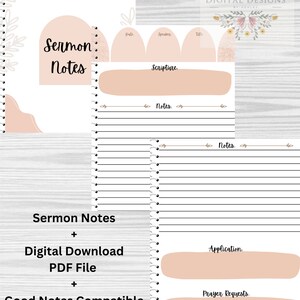 Digital Sermon Notes Journal//church Journal//digital Notebook//bible ...
