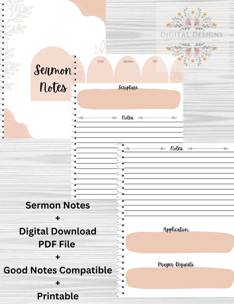 Digital Sermon Notes Journal//church Journal//digital Notebook//bible ...