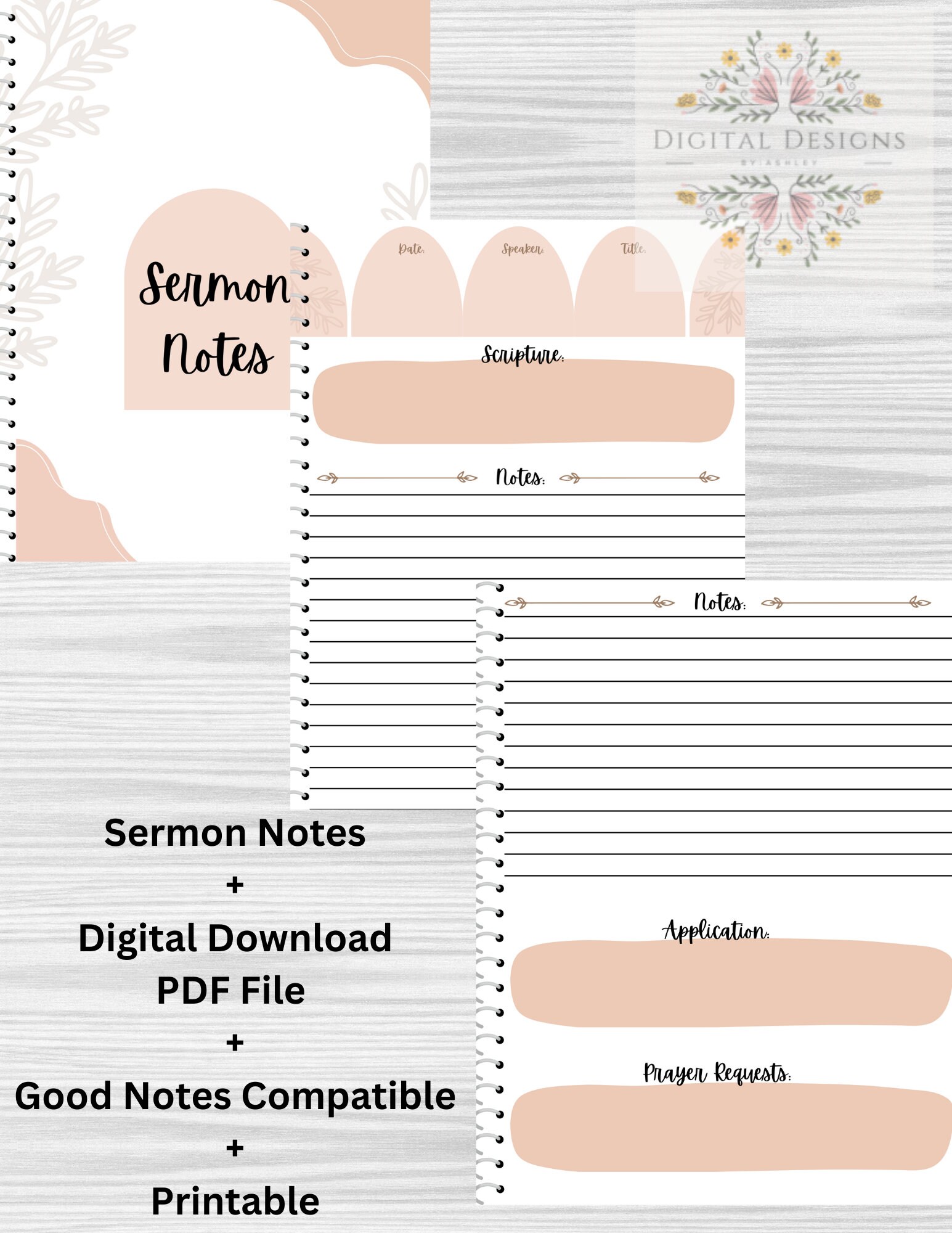 Digital Sermon Notes Journal//church Journal//digital Notebook//bible ...