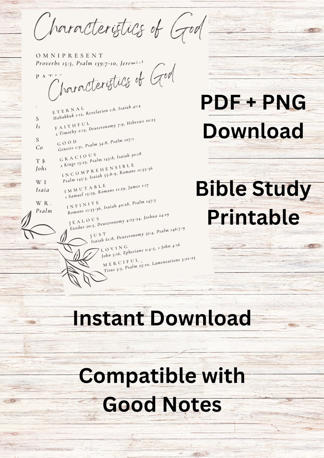 Characteristics of God Bible Study Printable (PNG, PDF) - Etsy