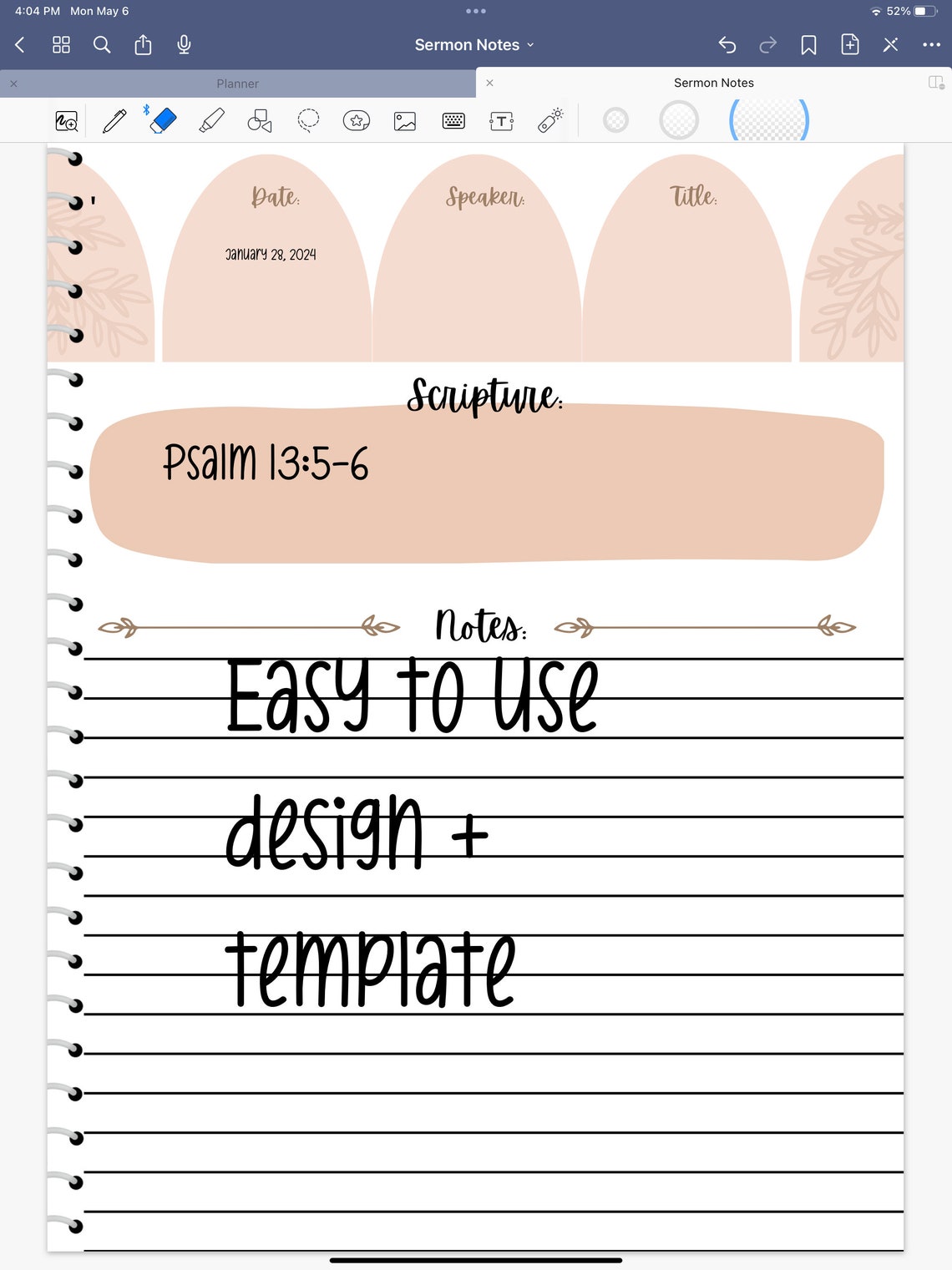 Digital Sermon Notes Journal//church Journal//digital Notebook//bible ...
