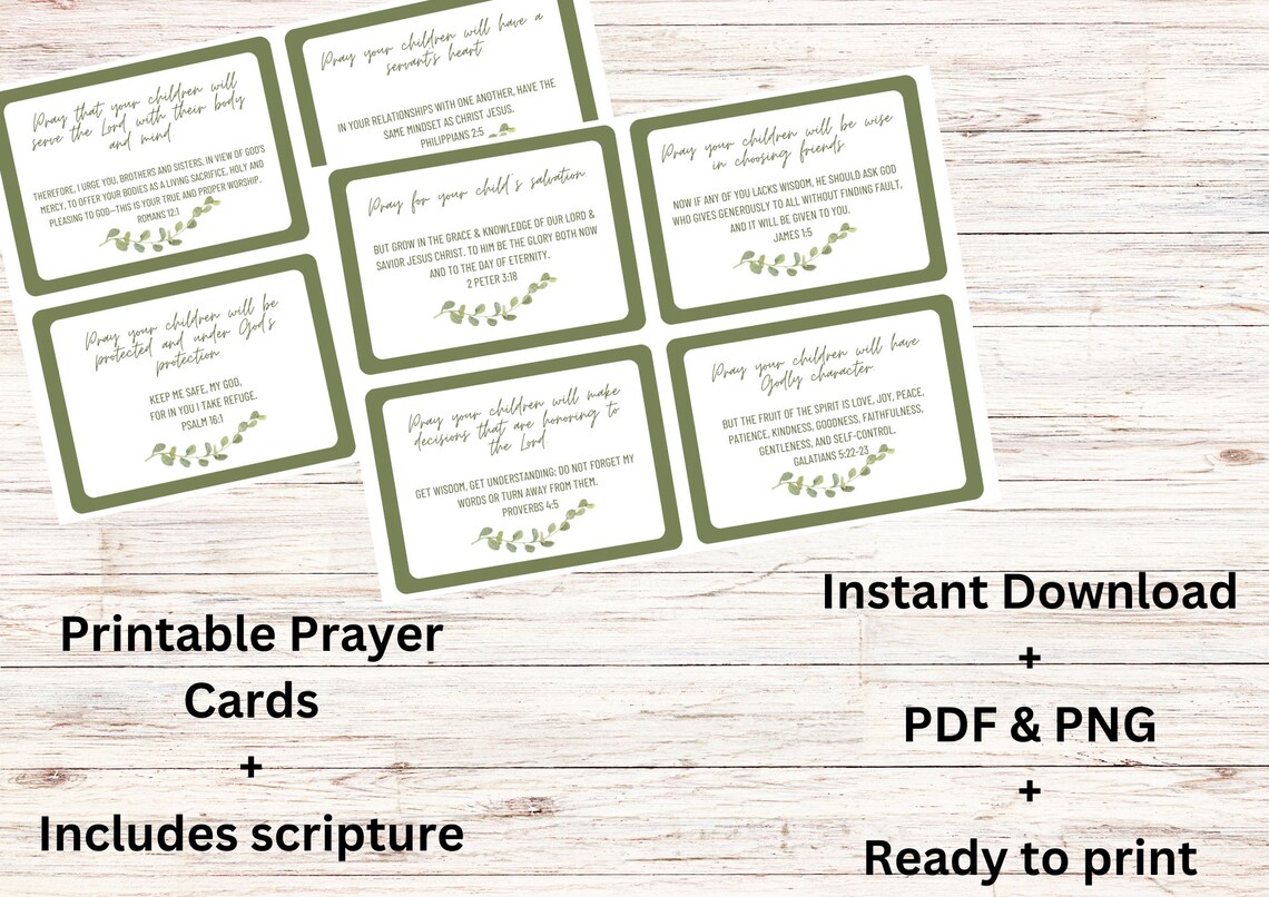 Printable Scripture Cards//praying for Your Children Cards//bible Verse ...