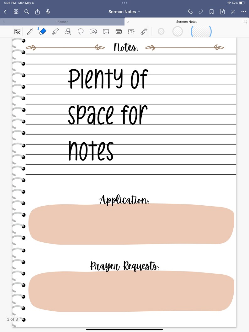 Digital Sermon Notes Journal//church Journal//digital Notebook//bible ...