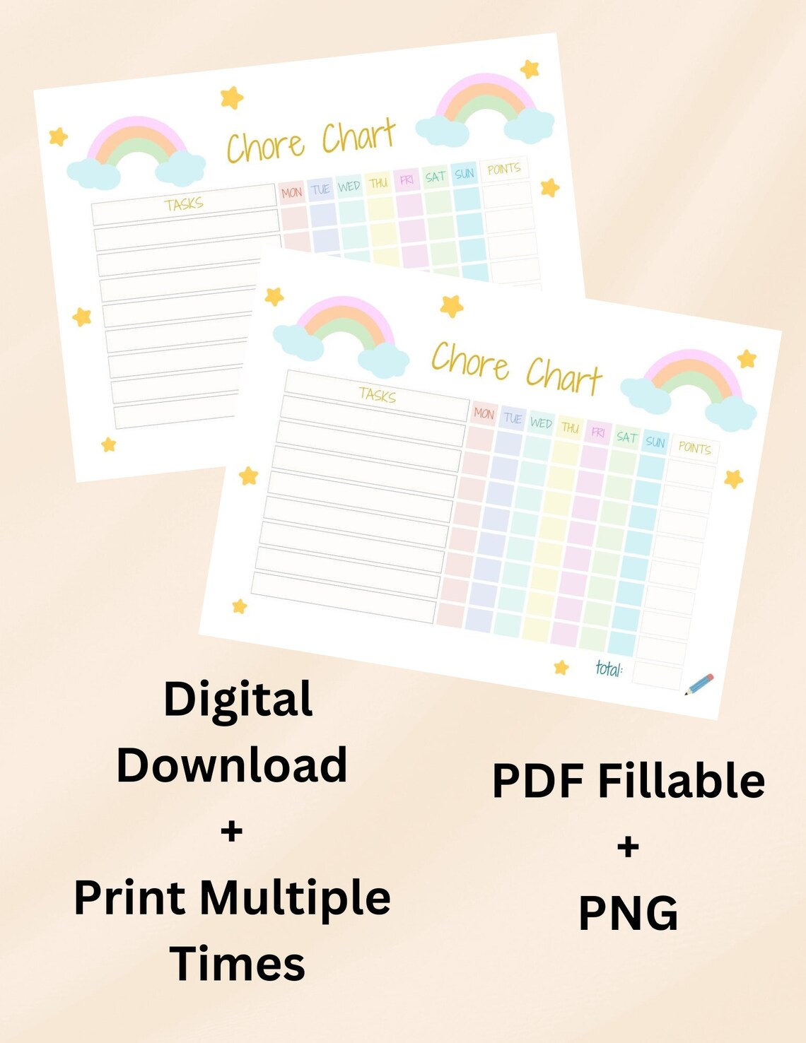 Digital Kids Chore Chart//printable Chore Chart//daily Chore Chart ...