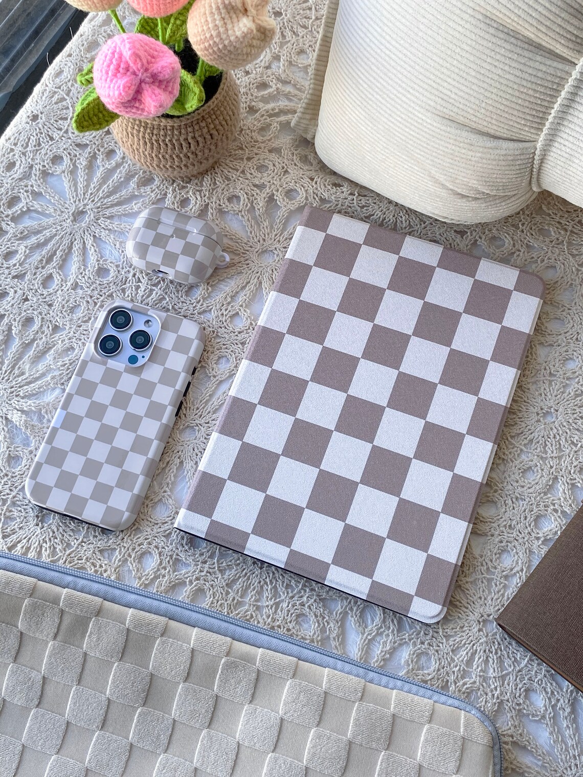 Handcrafted Checkered Style Cases for Ipad, Iphone, Airpods, and ...