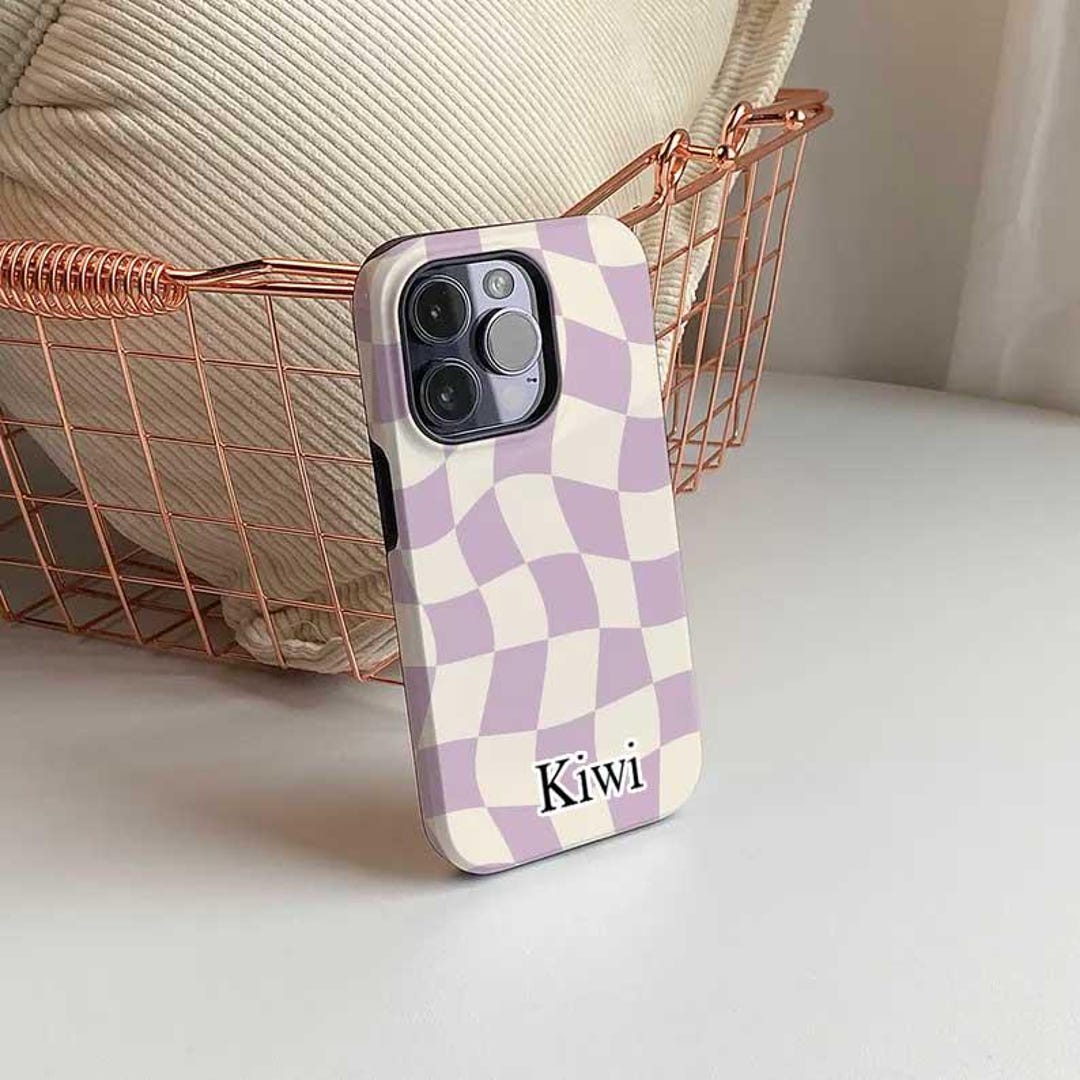 Custom Purple Curve Lattice Phone Case Personalized Case for iPhone 16 ...