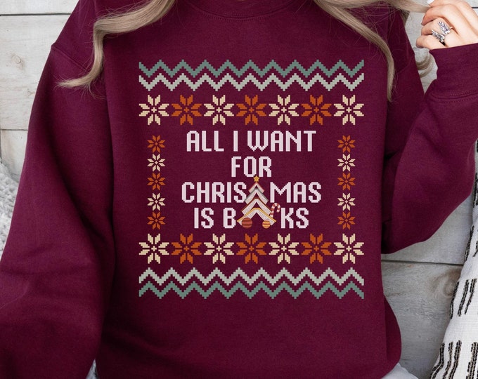 Bookish Sweatshirt for Bookworm Ugly Christmas Sweater for Book Lover ...