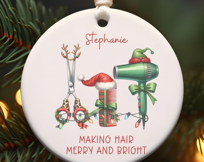 Personalized Hair Stylist Ornament, Custom Hair Dresser Ornaments ...
