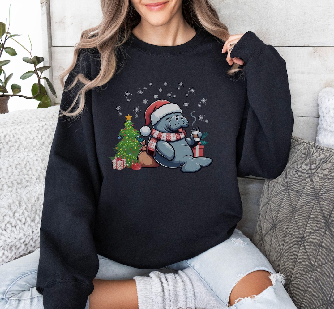 Christmas Manatee Shirt, Christmas Manatee Sweatshirt, Gift for Ocean ...