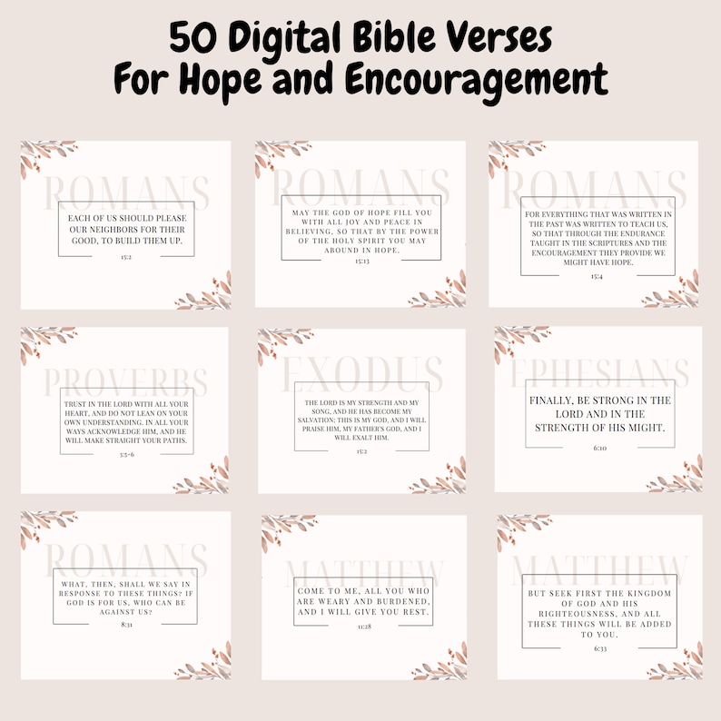50 Bible Verses for Hope and Encouragement - Etsy