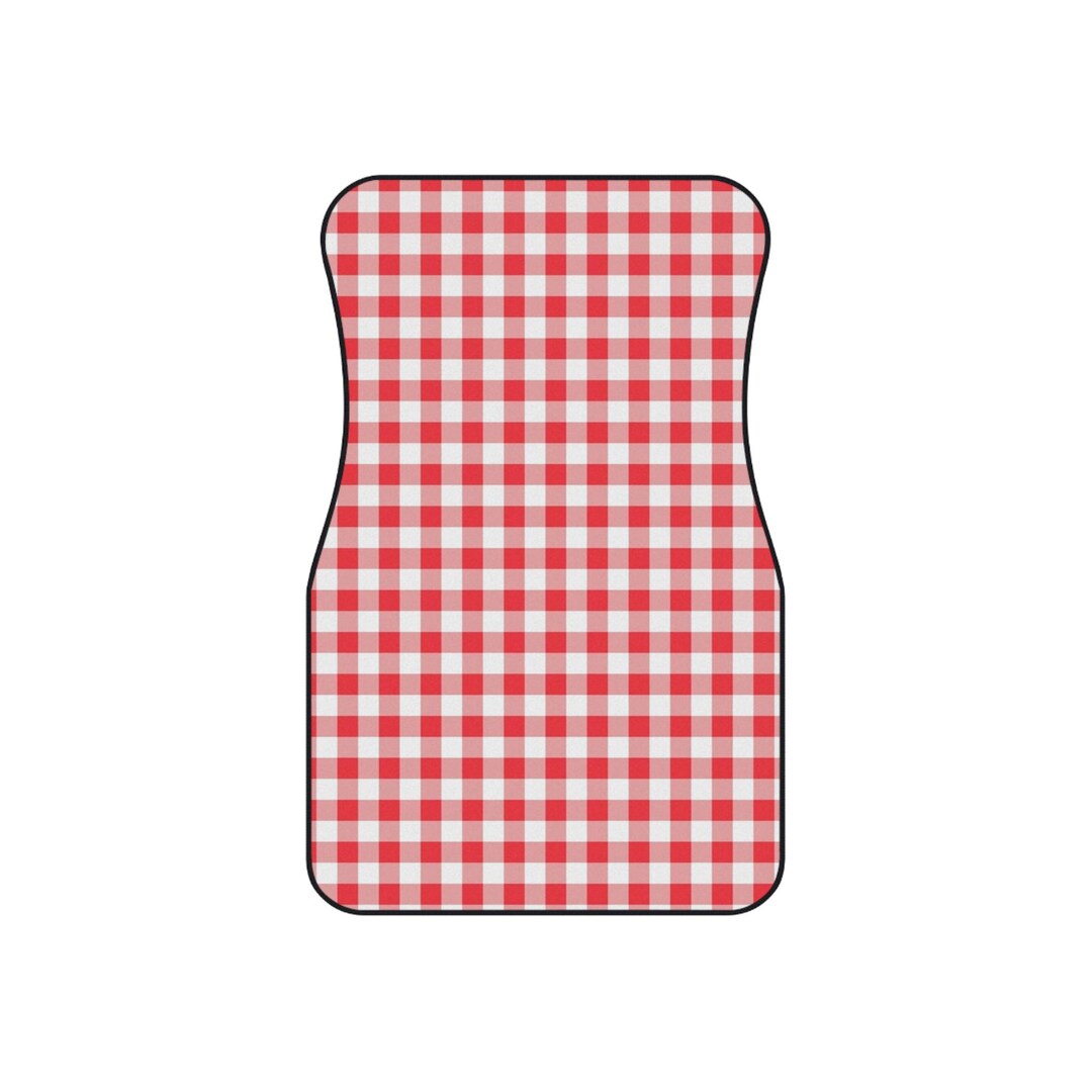Chic Red Checkered Car Mats Set, Vintage Style Floor Mats for Home ...