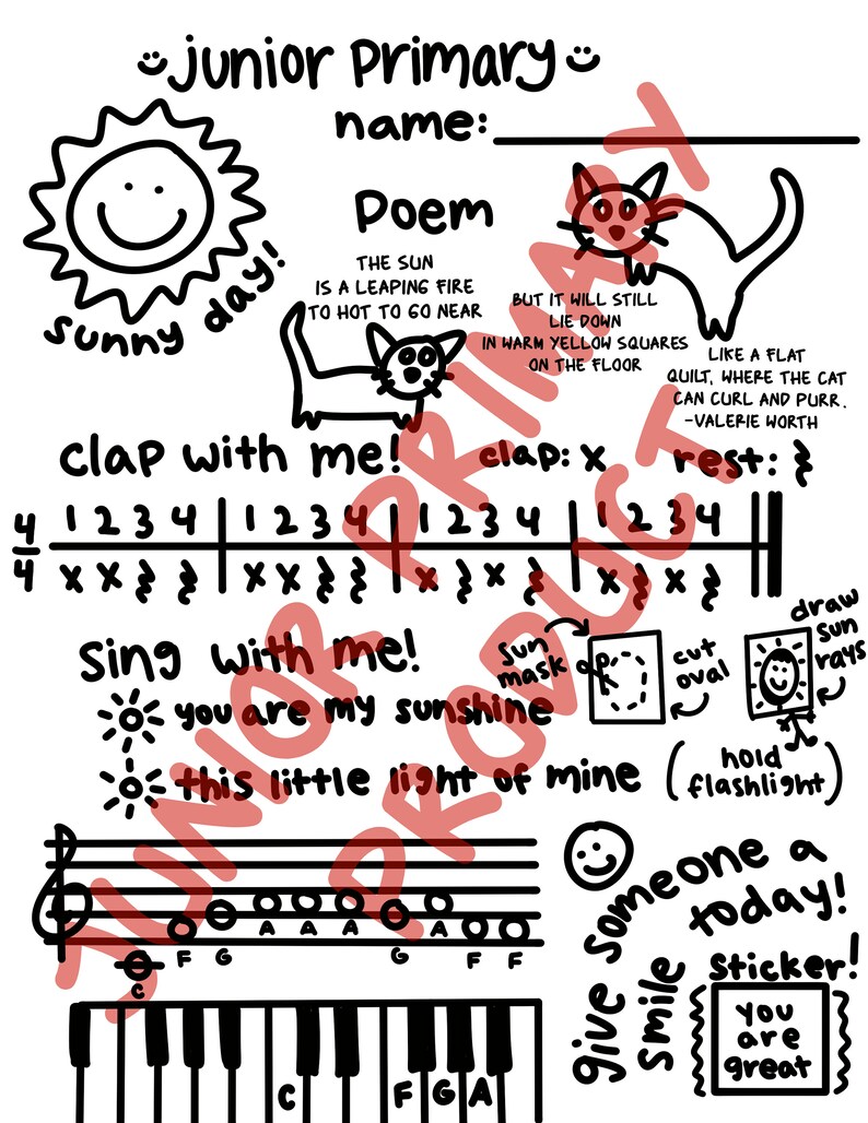 Summer Sun Music Lesson Printable Worksheet Homeschool Music Class - Etsy