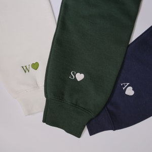 Custom Embroidered Initial Heart Hoodie on Sleeve, Personalized ...