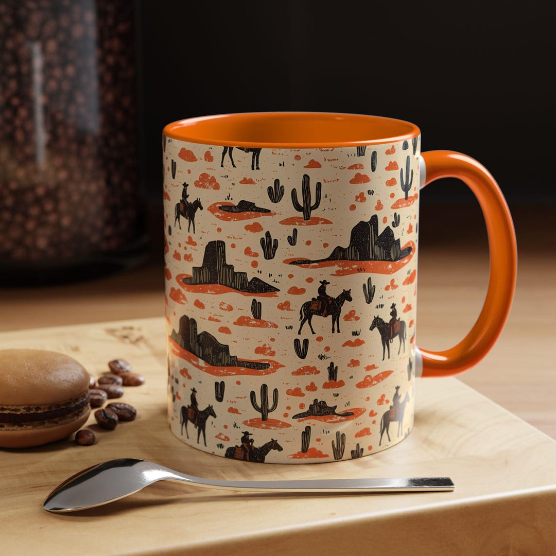 Mug, Southwestern Cowboy Style Pattern Coffee Cup, Rancher, Southwest ...