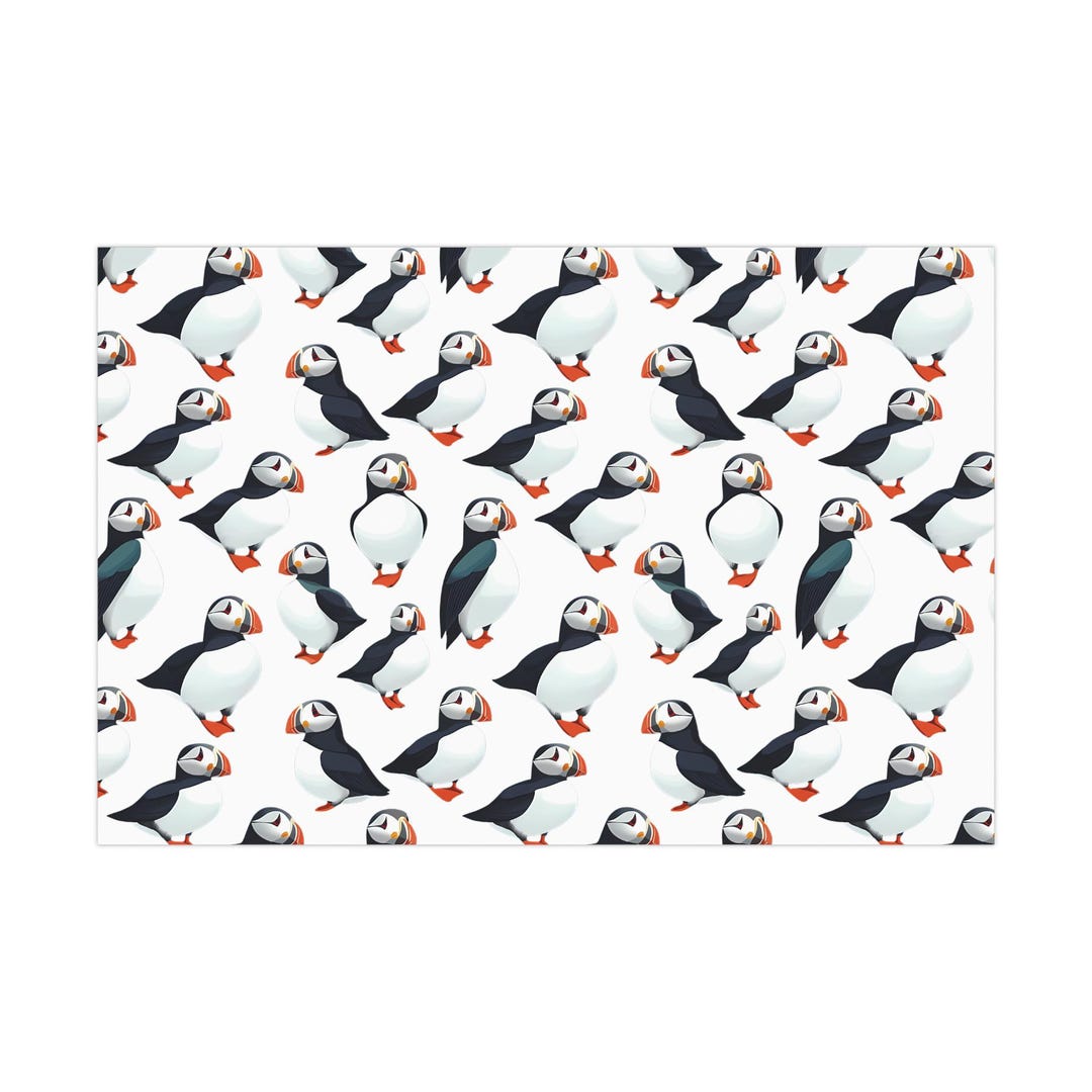 Wrapping Paper, Puffin Gift Wrap Sheets, Birthday Present Decoration ...