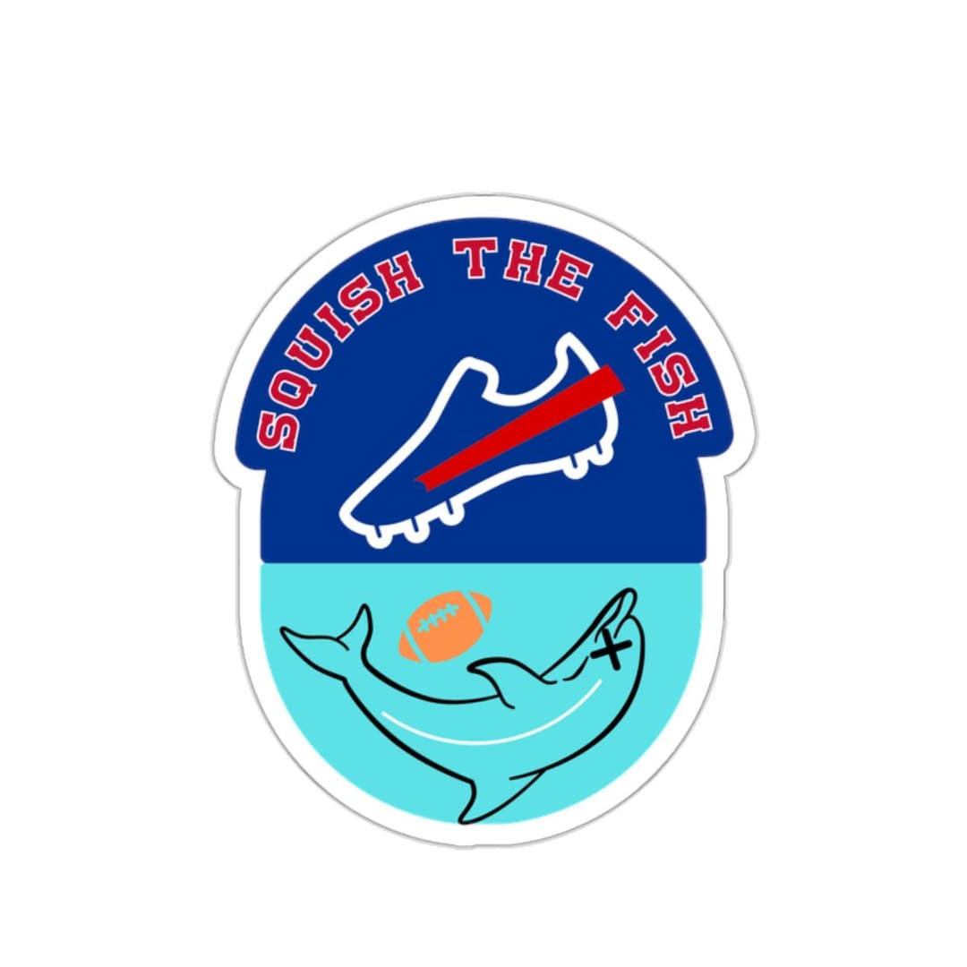 Buffalo Bills Squish the Fish Kiss Cut Stickers Magnet, Miami Dolphins ...