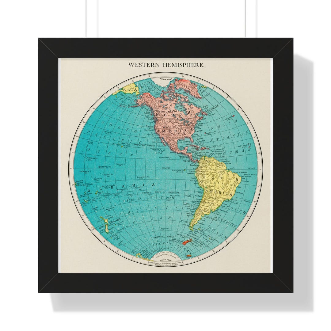 Horizontal Poster, Antique Map of the Western Hemisphere, Wall Art ...