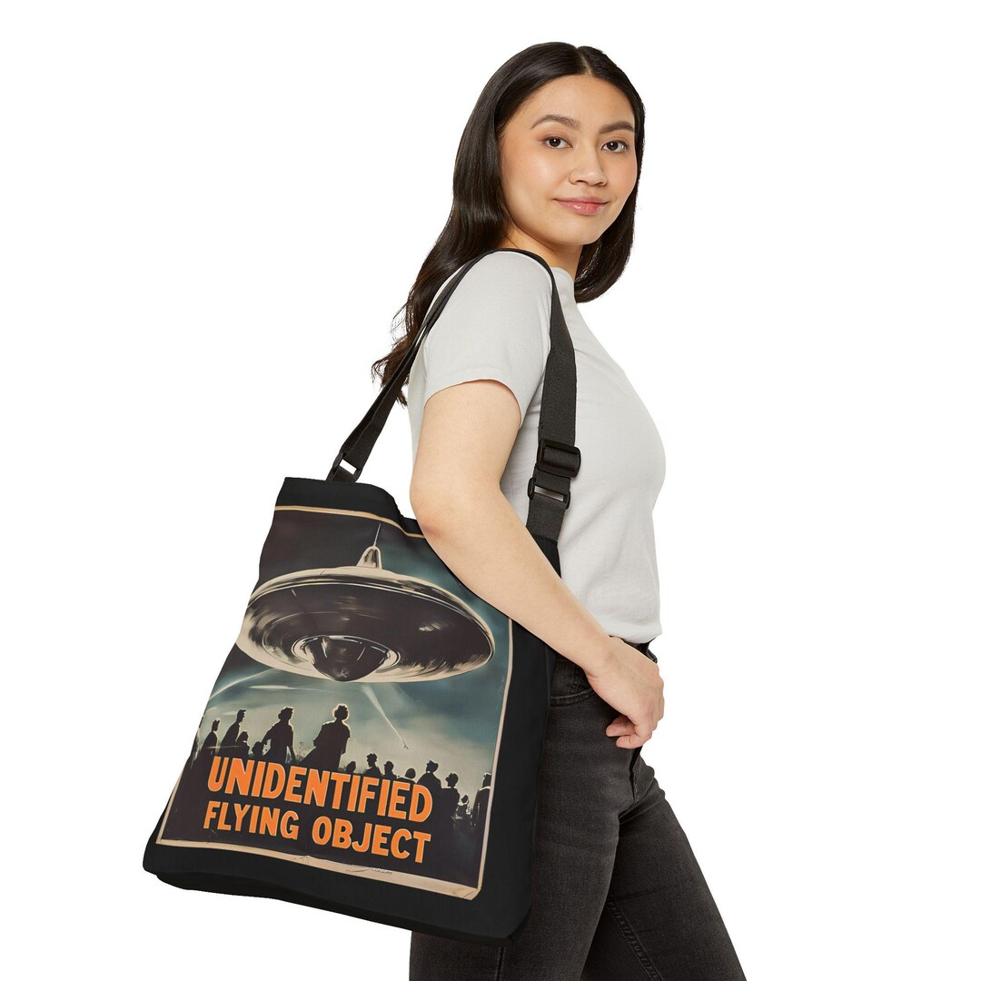 Vintage UFO Tote Bag, Alien Spaceship Adjustable Shoulder Bag, Retro ...