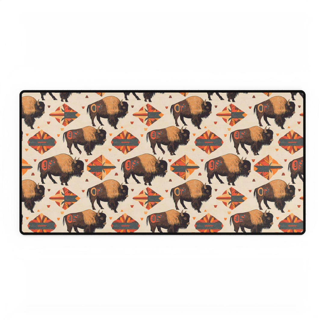 Buffalo Bison Desk Mat: Native American Aztec Office Decor - Etsy