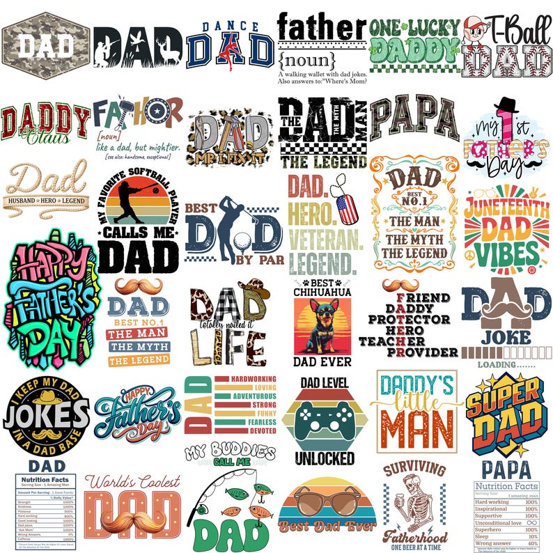 600+ Dad PNG Bundle, Father Daddy Designs, Sports, Funny, Papa (instant ...