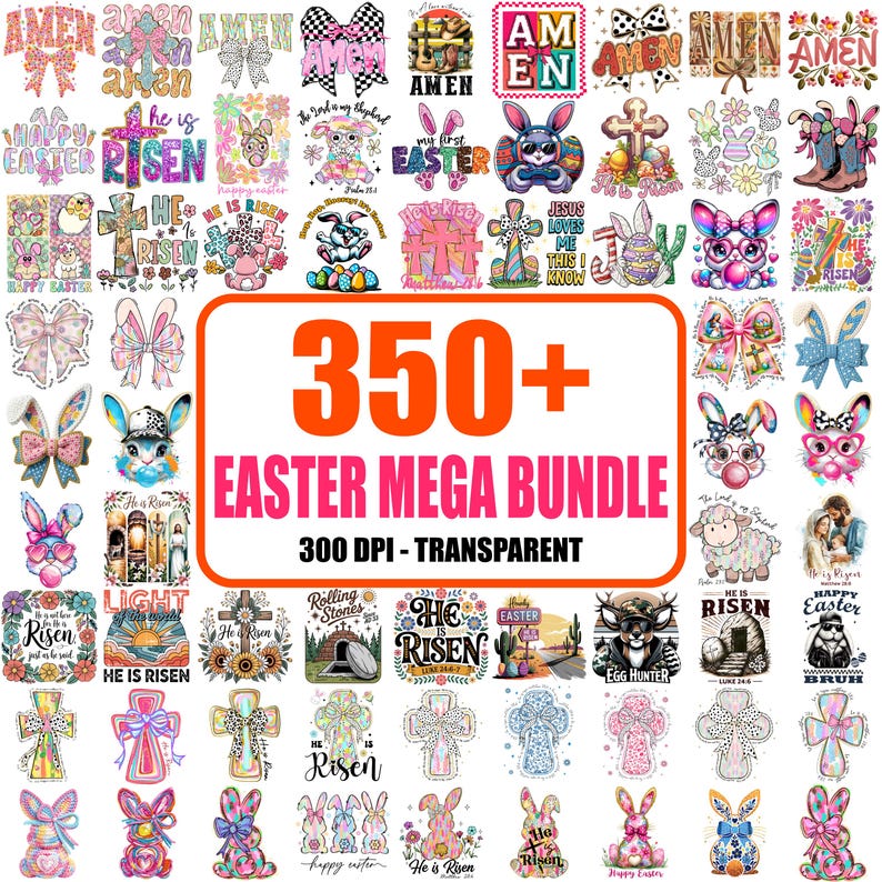350+ Easter Mega Bundle Png, He is Risen Png, Christian Easter Png ...