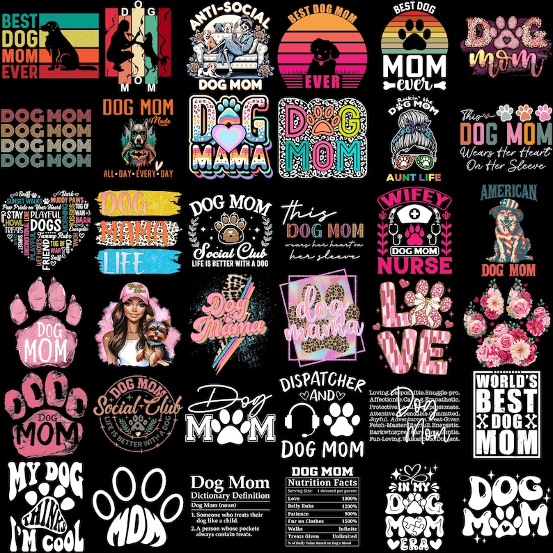280+ Dog Mom PNG Clipart Mega Bundle, Sublimation Designs (digital ...