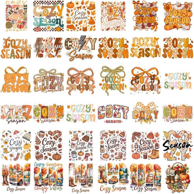 Cozy Seasons PNG Mega Bundle, Fall & Winter Clip Art (digital Download ...