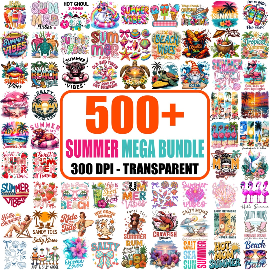 500+ Summer PNG Mega Bundle, Tropical Beach Clipart (digital Download ...