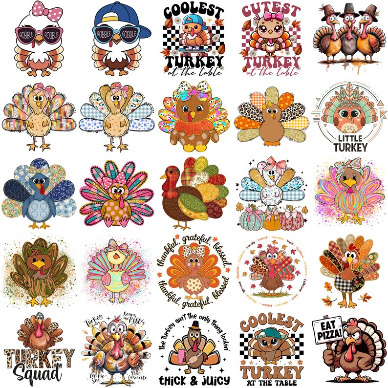 Thanksgiving Turkey Clipart, Mega PNG Bundle (300 DPI) - Etsy