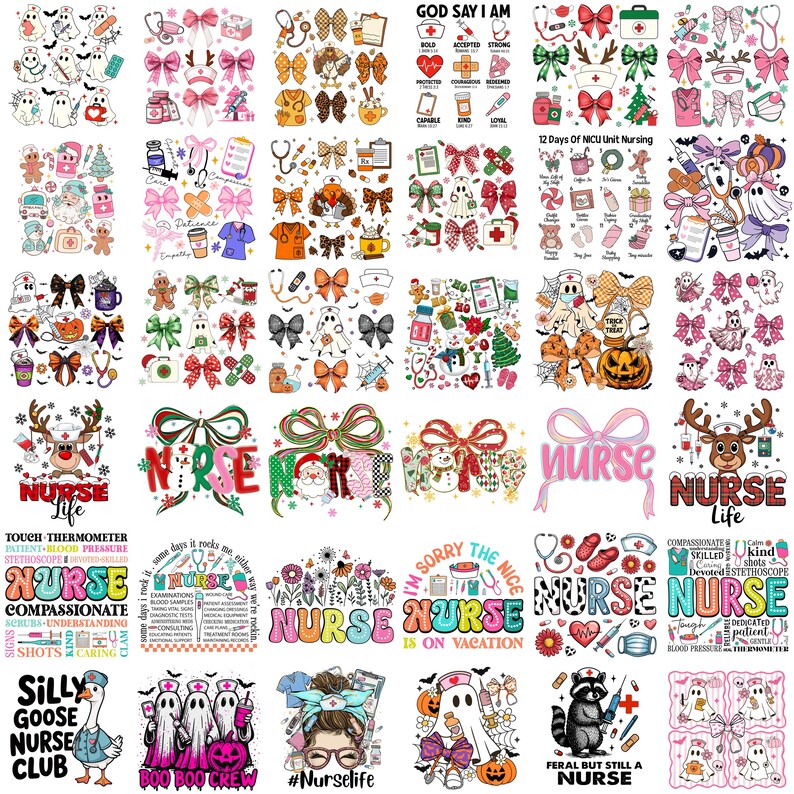450+ Nurse PNG Mega Bundle, Stethoscope Bow Clipart (digital Download ...