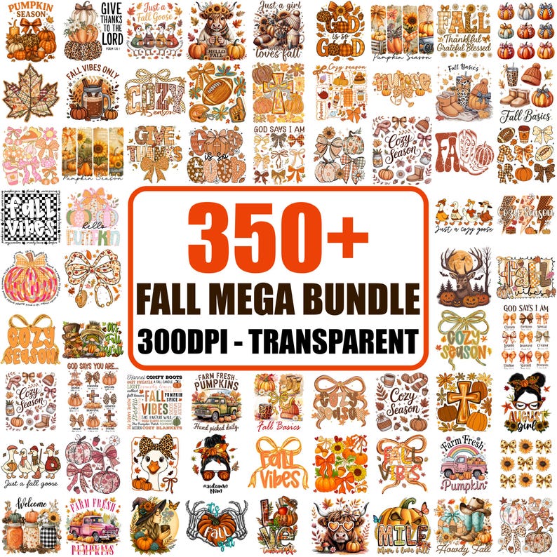 Fall Mega Bundle PNG, Autumn Thanksgiving Clipart (digital Download) - Etsy