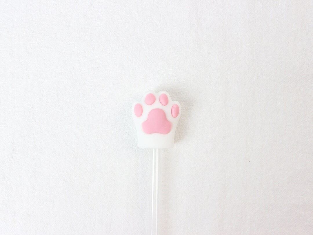 3D Pink Cat Paw Straw Toppers - 8mm Straw Caps - Toy Beverage Straw ...