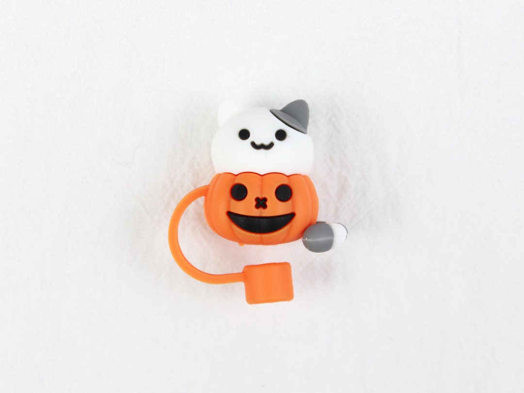 Pumpkin Cat Straw Toppers - 8mm Straw Caps - Toy Beverage Straw Toppers ...