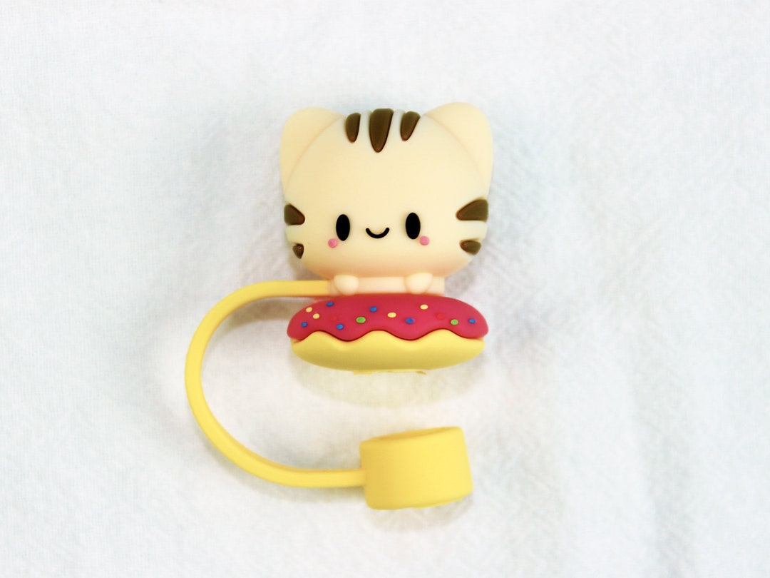 Beige Cat Straw Toppers - 10mm Straw Caps - Toy Beverage Straw Toppers ...