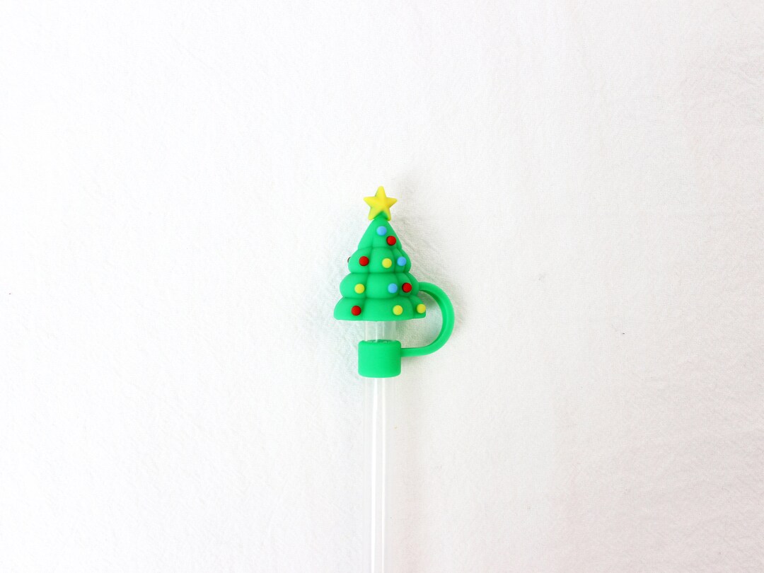 3D Christmas Tree Straw Toppers - 8mm Straw Caps - Toy Beverage Straw ...