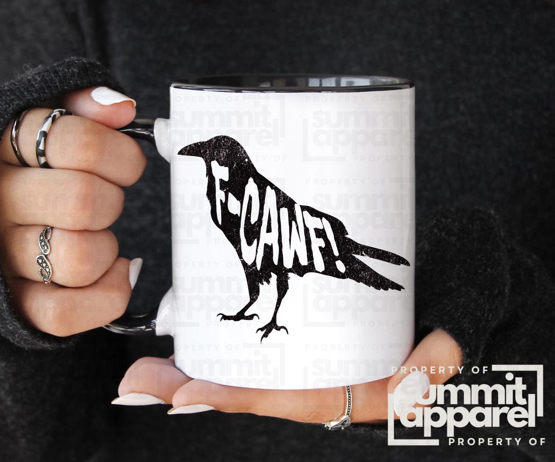 Funny Crow Fcawf Mug, Black and White Crow Mug, Funny Gift for Coworker ...