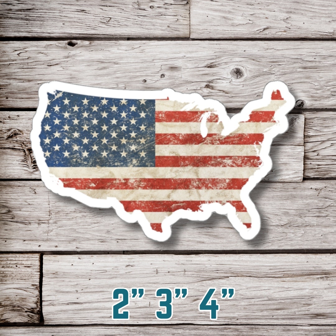 American Flag Sticker, Sticker, Water Bottle Sticker, Waterproof Vinyl ...