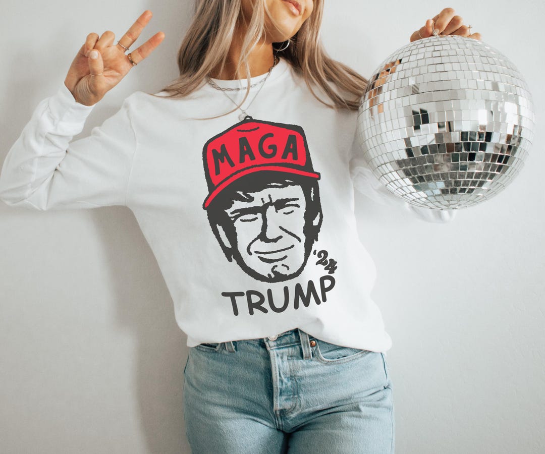 Trump MAGA Face Longsleeve Comfort Colors Shirt Popular Trump Tshirt ...