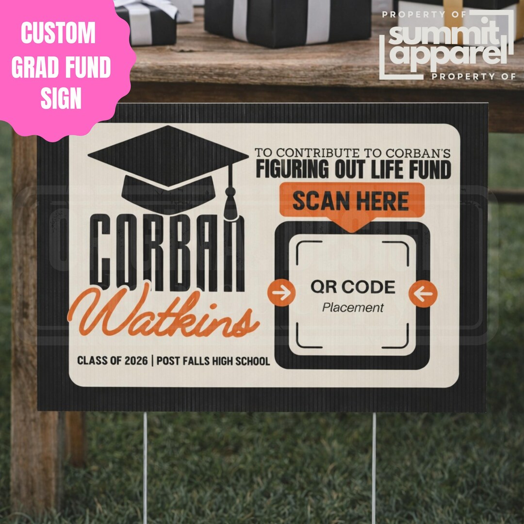 Personalized Graduation QR Code Yard Sign, College Fund - Etsy